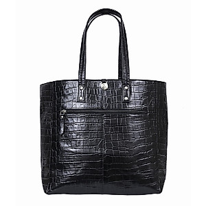 ANTONIO VALERIA Alexis Black Printed Leather Tote/Top Handle Shoulder Bag for Women