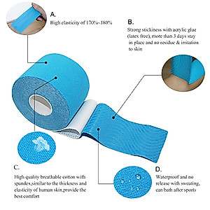 Kinesiology Tape Water Resistant Uncut Sports Tape - 6 Count 2 in x 16.5 ft - Professional Kinesiology Therapeutic Sports Tape,Skin Colored,Latex Free