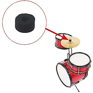 TUOREN 20 Pieces Cymbal Replacement Accessories Drum Cymbal Stand Felt Hi-Hat Clutch Felt with Sleeve Replacement for Drum Set Black