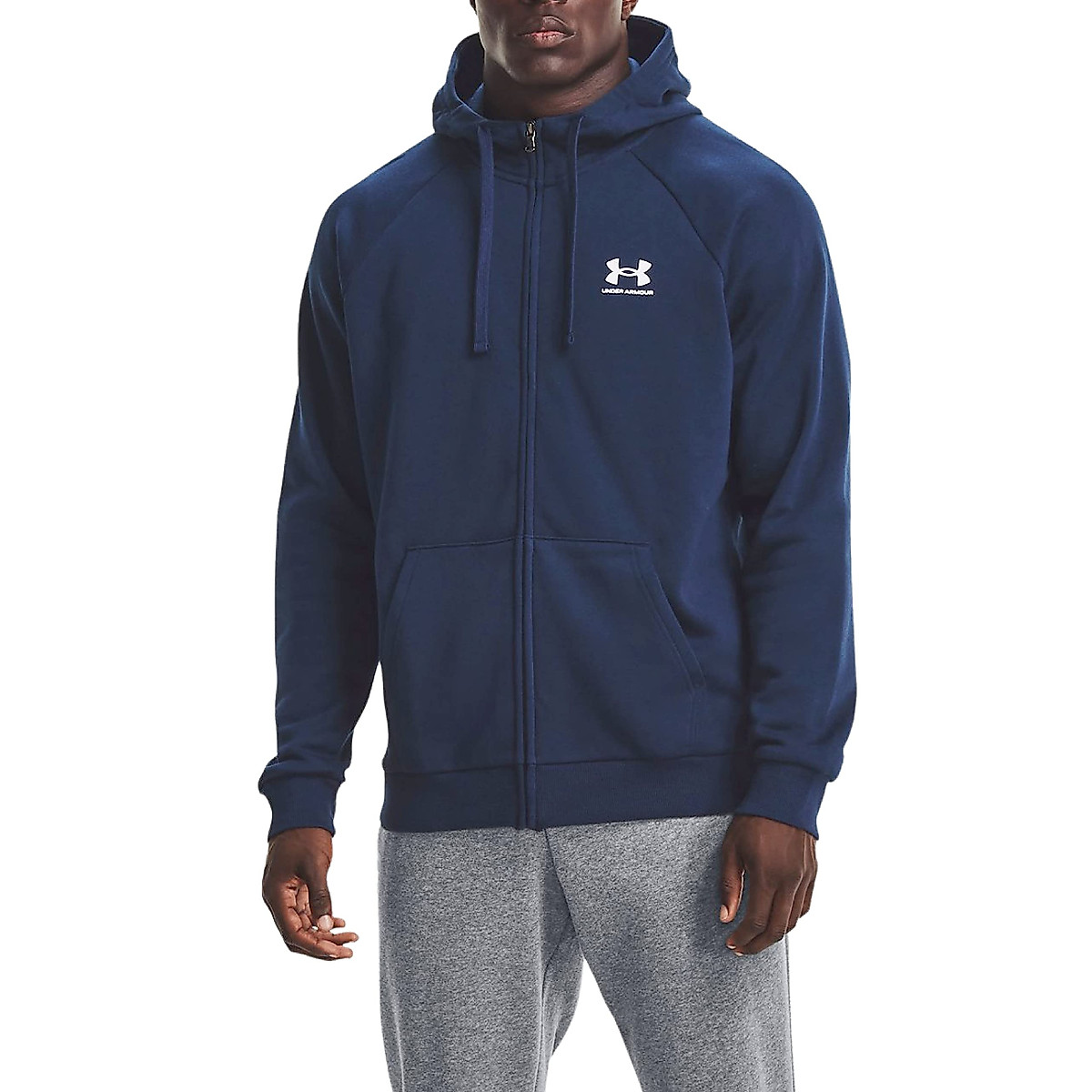 Under Armour Men's UA Rival Fleece Full Zip Hoodie (as1, alpha, 5x_l, regular, regular, Academy/White-408, 5X-Large)