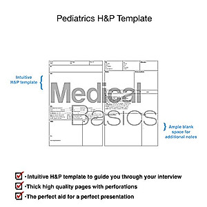 Pediatrics H&P Notebook Medical History and Physical notebook, 100 medical templates with perforations