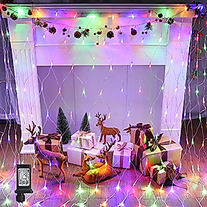 12.5ft x 5ft 390 LED Connectable Christmas Net Lights, 8 Modes Low Voltage Bush Mesh Fairy String Lights, Christmas Decorative Lights for Home, Garden, Wedding, Xmas Tree Decorations (Multicolor)