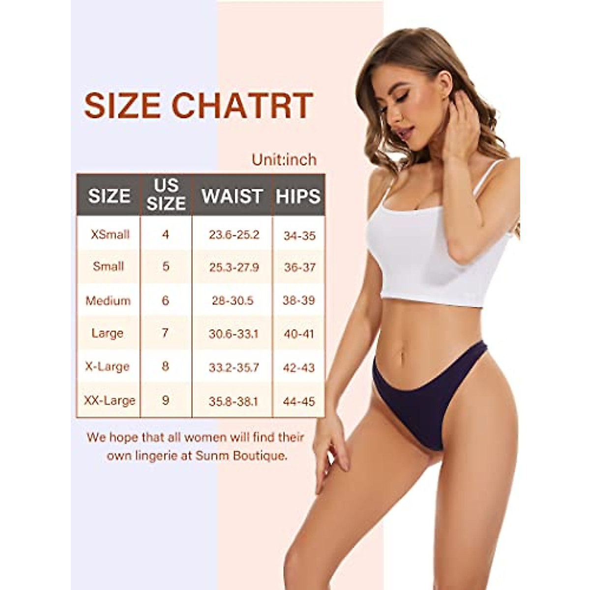 Sunm Boutique 5 Pack Seamless Thongs for Women No Show Thongs Nylon Stretch Thong Panties Underwear S-XL