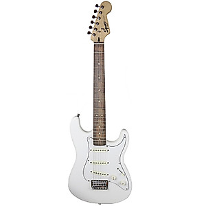 Fender Squier Short Scale 24-Inch Strat Electric Guitar with Frontman 10G Amp, Strap and Picks - Olympic White