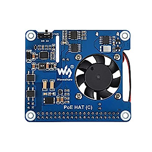 Waveshare Power Over Ethernet Hat (Type C) for Raspberry Pi 3B+/4B 802.3af/at Power-Sourcing Equipment Required