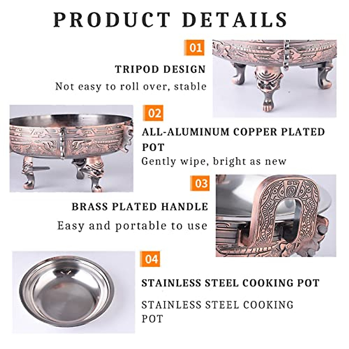 2/4 Pack Chafing Dishes & Food Warmers, Round Chafer Catering Buffet Server Set with Food Pan and Fuel Holders, for Kitchen Party Dining Buffet (Red Bronze),4 Pack