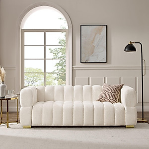 VANOMi Sofa Couch for Living Room, Modern Futon 3-Seat Sofa Upholstered Sofa Couch with Metal Leg for Bedroom Apartment Small Space