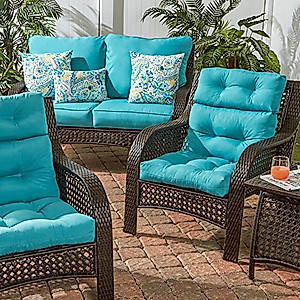 Greendale Home Fashions Outdoor 44 x 22-inch High Back Chair Cushion, Set of 2, Arctic