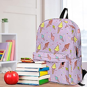 Ice Cream Fashion Backpack Casual 17 Inch Bookbag,Cute Lightweight Daypack Laptop Backpack for Teen/Boys/Girls