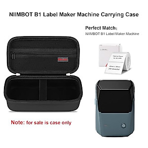 Elonbo Carrying Case Compatible with NIIMBOT B1 Label Maker Machine, Portable Mini Wireless Bluetooth Label Printer Travel Bag, Small Handheld Labeler Storage Holder, Mesh Pocket Fits Label Paper