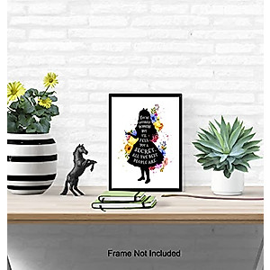 Alice Wonderland Decor, Gift decoration Poster - Cute Inspiration Wall Art - Floral Shabby chic Gift - Home Decor for Living room Home Office Girl Room Woman Bedroom - Family Wall Art UNFRAMED 8X10