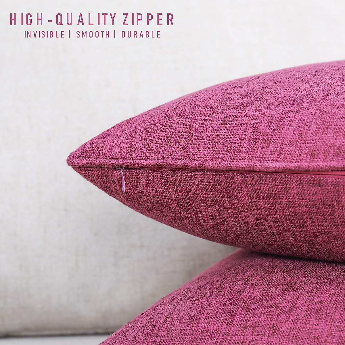 HPUK Decorative Throw Pillow Covers Set of 4 Couch Pillows Linen Cushion Cover for Couch Sofa Living Room, 18"x18" inches, Light Brown