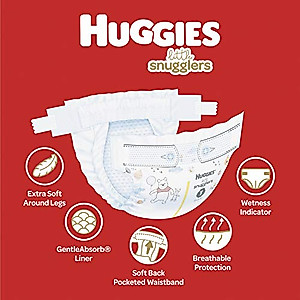 Newborn Baby Diapers (128ct) & Size 1 (198ct), Huggies Little Snugglers