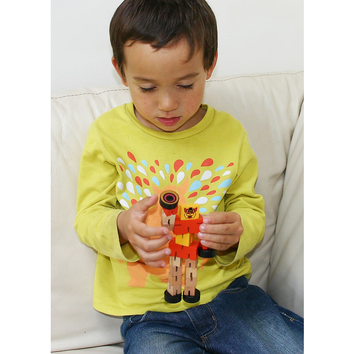 TOWO Wooden Transforming Vehicle Robot - Transfigures Toys for Travel Toys - Construction Toys Building Set - Wooden Transforming Toys 3 Year Old Boys Girls Holiday -Stocking Fillers Stuffers -Red