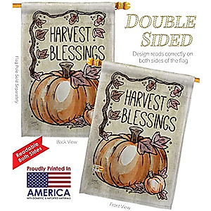Breeze Decor Harvest Blessings Garden House Flags Set Falltime Autumn Scarecrow Pumkins Sunflower Leaves Season Autumntime Gathering Small Decorative Gift Yard Banner Double-Sided Made in USA 28 X 40