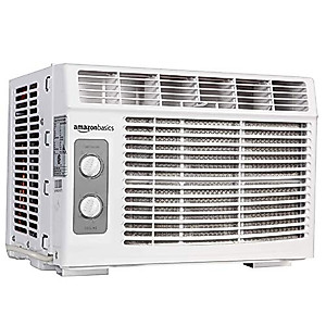 Amazon Basics Window Mounted Air Conditioner with Mechanical Control Cools 150 Square Feet, 5000 BTU, AC Unit, White