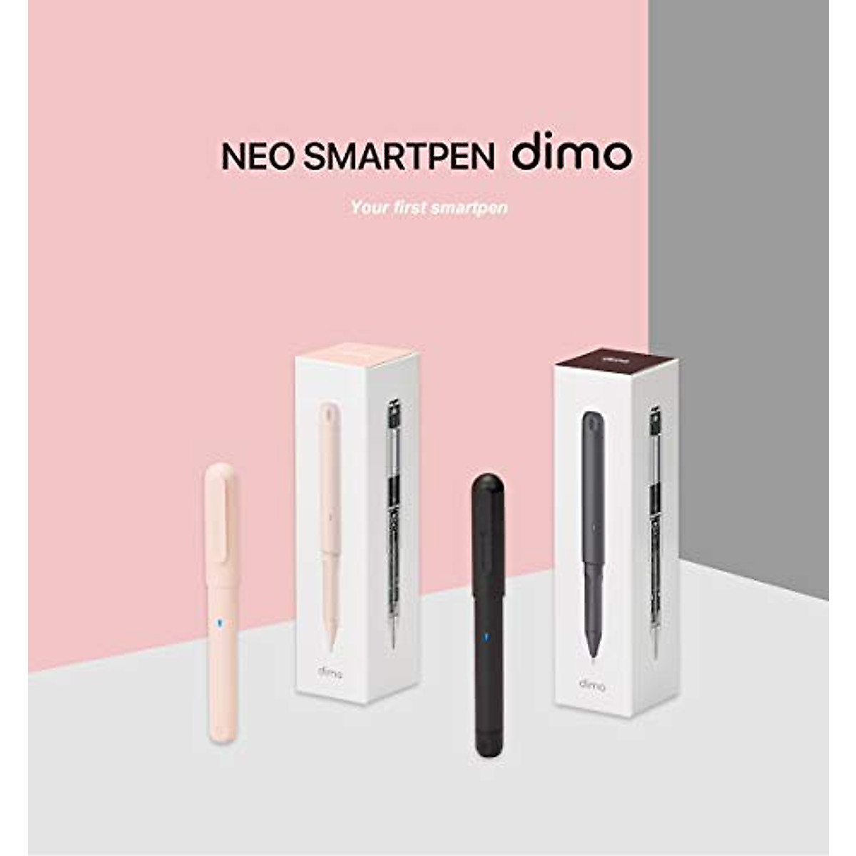 Neo Smartpen dimo Bluetooth Digital Pen with 2 GB Internal Memory Digitize Handwriting for iOS and Android, Compatible with Neo Studio App and Neo Notebooks - Black