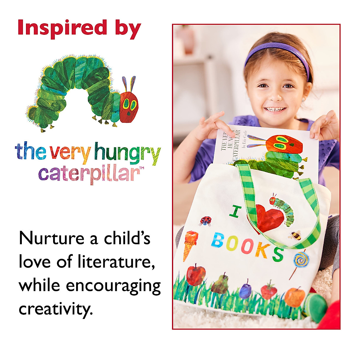 Creativity for Kids The Very Hungry Caterpillar: My Book Tote - Create a DIY Canvas Book Bag from The World of Eric Carle Books, Preschool Crafts for Toddlers Ages 3-5+