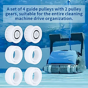 4 Pack Guide Wheels with 2 Pack Pulley Gears Replacement Parts Number 3884997-R6 Compatible with Nautilus CC Plus, Maytronics Dolphin Fits Dx3/Dx4/Dx6 &M200/M400/M500 Pool Cleaner Parts