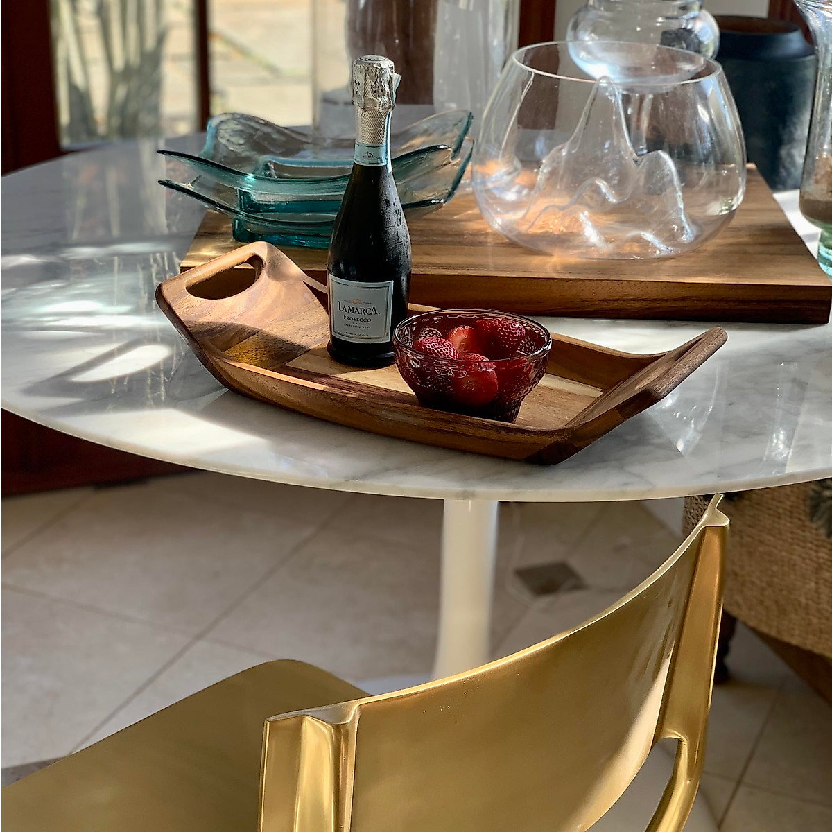 Ironwood Gourmet Norwegian Saddle Serving Tray, 9 x 18 x 3 inches, Brown