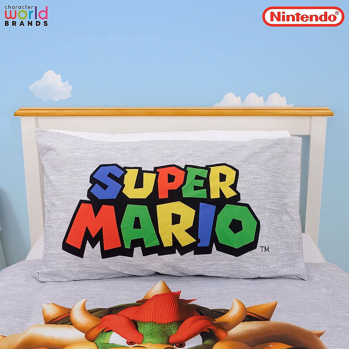 Nintendo Super Mario Official Single Duvet Cover Set, Here We Go Design | Reversible 2 Sided Bedding Cover Official Merchandise Including Matching Pillow Case | Single Bed Set | Polycotton
