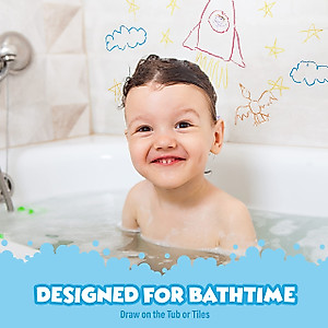 Tub Works® Smooth™ Bath Crayons Bath Toy, 12 Pack | Nontoxic, Washable Bath Crayons for Toddlers & Kids | Unique Formula Draws Smoothly & Vividly on Wet & Dry Tub Walls | Hexagon Grip Bathtub Crayons