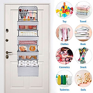 3 Pack Over The Door Organizer, 5-Shelf Over Door Hanging Organizer, Foldable Wall Mount 4 Big Pocket Storage With PVC Clear Window, Large Capacity Storage, For Bedroom,Storage Cosmetics,Sundries(Grey