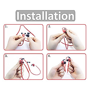 Strap Ear Tips Kit Compatible with Beats Fit Pro, Anti-Lost Soft Silicone Lanyard Neck Rope Cord Lease Replacement Gel Eartips Skin Accessories Compatible with Beats Fit Pro - Black