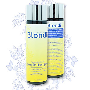 Blondi Beautifully Blonde Purple Shampoo - Vegan - Paraben Free - Sulfate Free - Salt Free - Animal Cruelty Free - Purple Shampoo for Blonde Hair - Toning Blue Shampoo for Blonde and Gray Hair