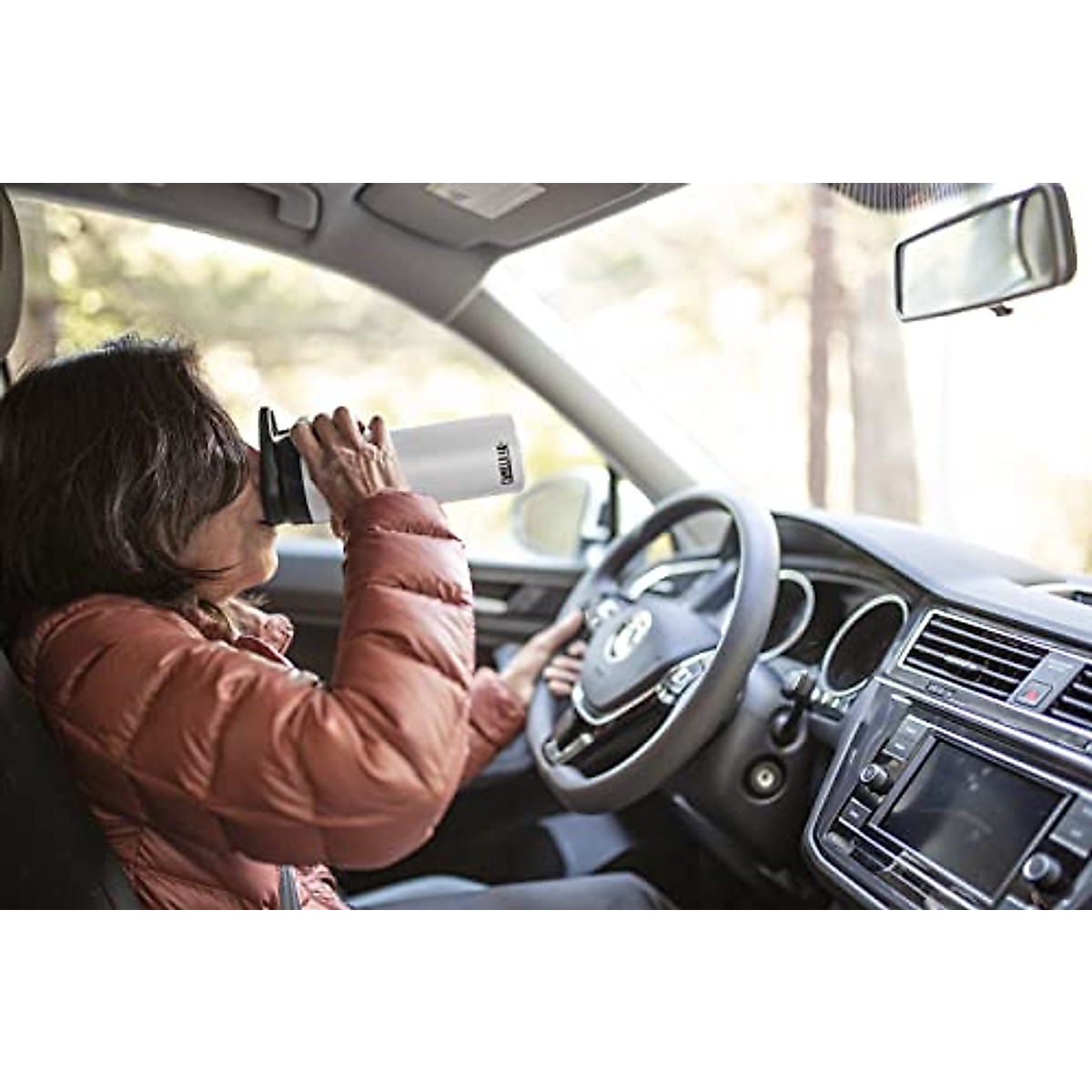 CamelBak Forge Flow Coffee & Travel Mug, Insulated Stainless Steel - Non-Slip Silicon Base - Easy One-Handed Operation - 20oz, Black