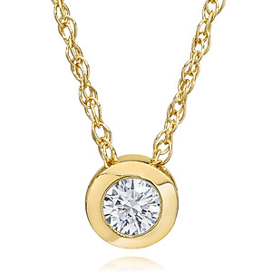 1/4 Ct Diamond Solitaire Bezel Pendant Available in 14k White Or Yellow Gold