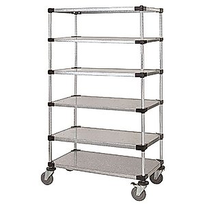 Omega 21" Deep x 48" Wide x 60" High 6 Tier Solid Galvanized Mobile Shelving Unit with 1200 lb Capacity