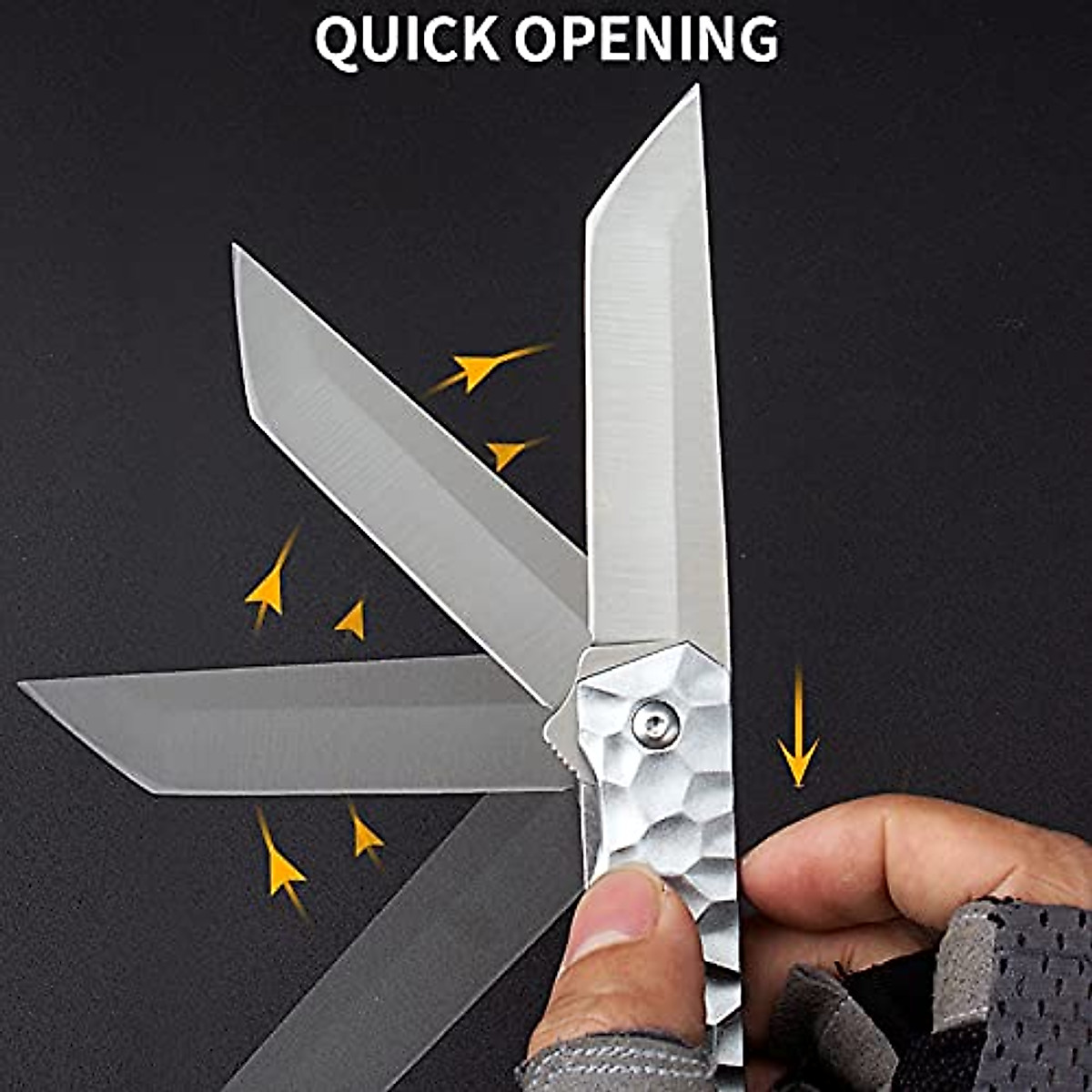 URiver Pocket Knife,Pocket Survival Knife,Pocket Knife for Camping Hiking,Aluminum Handle,Glass Breaker, With Pocket clip,Material