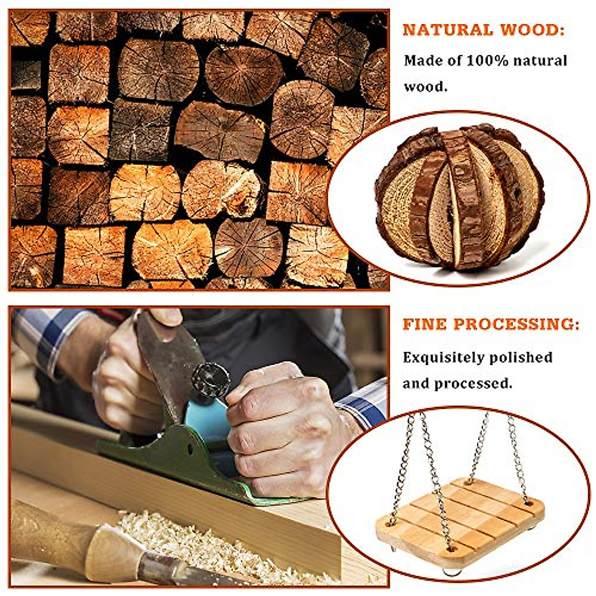 Sofier Hamster Chew Toys Set Natural Wooden Hamster Toys and Accessories for Cage Guinea Pig Chew Toys for Teeth Small Animal Toys Syrian Hamster Rats Chinchillas Gerbils Hamster Swing Seesaw