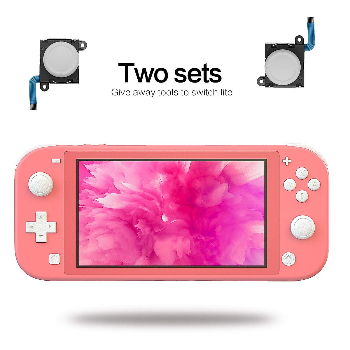ECHZOVE Joystick Replacement Kits Compatible with Switch lite - White (2 Packs)