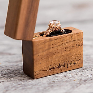 MUUJEE How About Forever - Engraved Wooden Proposal Ring Box, Ring Bearer Box for Wedding Ceremony, Engagement Photo Decor Idea