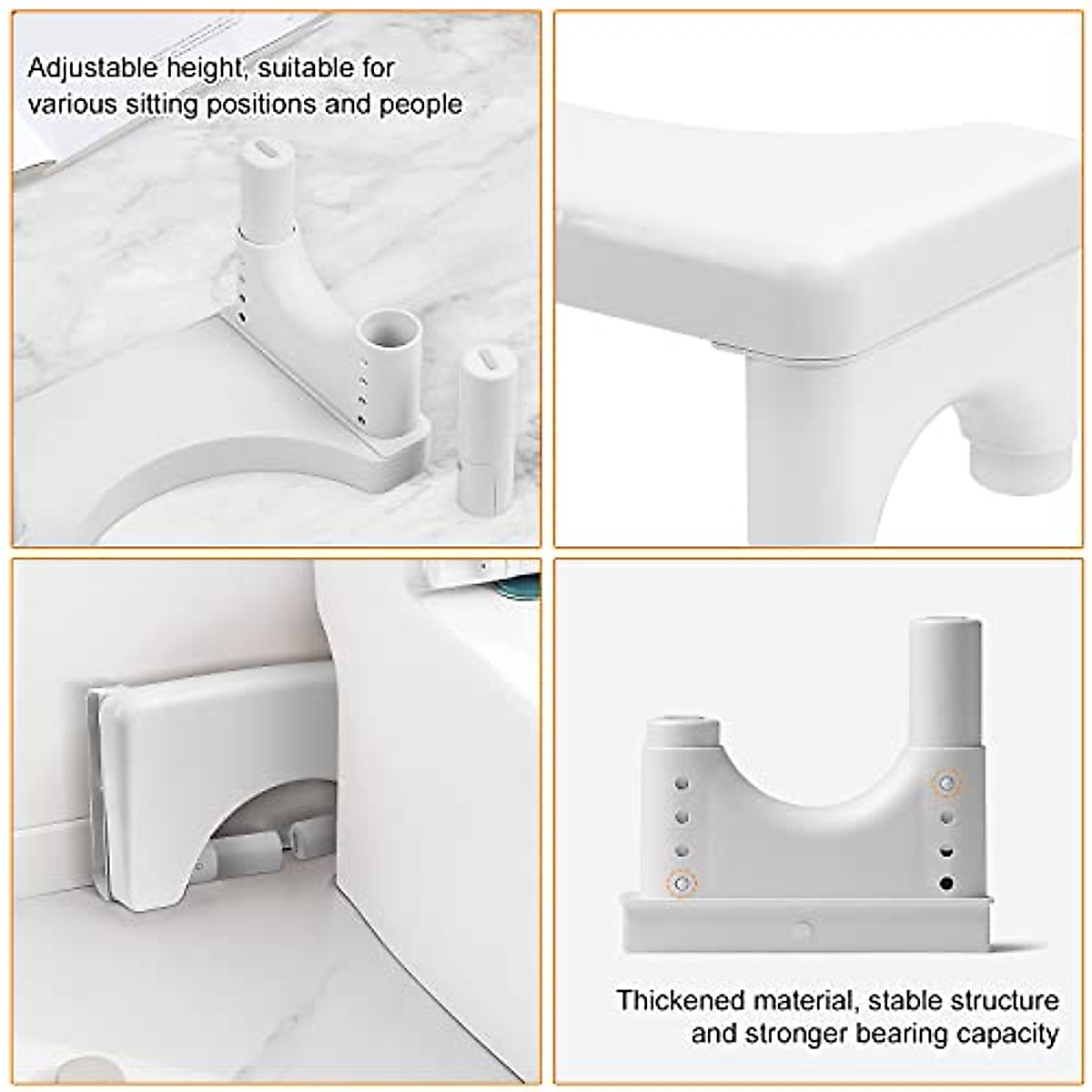 Hasfu Squatting Toilet Stool, Adjustive 6 Inch to 8 Inch Potty Bathroom Poop Stool for Adults and Children, White