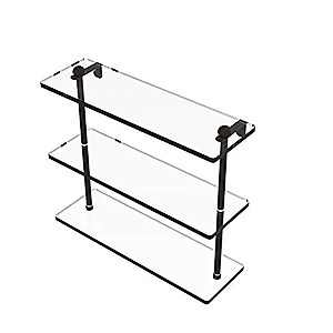 Allied Brass RC-5/16 16 Inch Triple Tiered Glass Shelf, Oil Rubbed Bronze