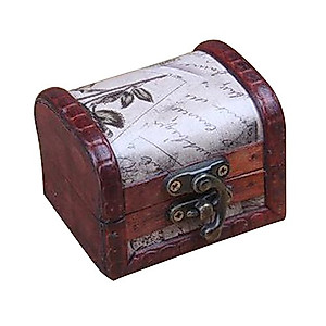 LFOEwpp7 Retro Candy Jewelry Box, Stamp Style Metal Lock Wooden Jewelry Storage Box Treasure Necklace Case for Birthday Christmas Halloween Valentine's Day and More