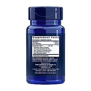 Life Extension Resveratrol Elite - Transresveratrol Supplements From Japanese knotweed Root and Grape Fruit For Heart & Brain Health Support – Gluten-Free, Non-GMO, Vegetarian – 30 Capsules