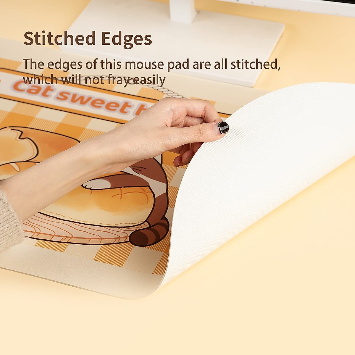 GeekShare Cute Cat Bakery Mouse Pad - Large Non-Slip Base PU Desk Mat for Keyboard and Mouse, Perfect for Gaming, Writing, or Home Office Work