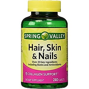 Spring Valley - Hair, Skin & Nails, Biotin-Collagen-Gelatin, 240 Caplets