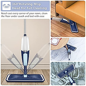 Spray Mop for Floor Cleaning Microfiber Floor Mop Wet Dry Dust Flat Cleaning Mop with 5 Washable Mop Pads and Refillable Bottle for Home Kitchen Bathroom Wood Laminate Vinyl Ceramic Hardwood Tile