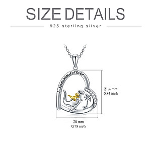 MEIDERBO Dinosaur Necklace 925 Sterling Silver I Love You Forever Dino Heart Pendant Necklace Dinosaur Jewelry Gifts for Women Mom Daughter