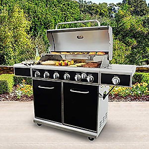 Kenmore PG-A40602SRL 6 Burner Propane Gas BBQ Grill with Side Burner, 73000 Total BTU, Black and Stainless Steel