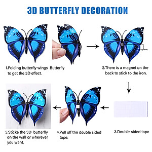 LiveGallery 72 PCS Blue Removable 3D DIY Beautiful Butterfly Wall Decals Blue Butterflies Art Decor Wall Stickers Murals for Kids Baby Boy Girls Bedroom Classroom Offices (Blue)