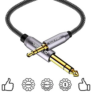 3.5 to 1/4’’ Stereo Audio Cable, DUKABEL 3.5mm TRS Male to 1/4 inch TRS Male Headphone Cord for Speaker, Amp, Guitar, Home Theater Devices and More.(4ft/1.2Meter)