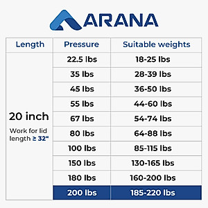 20 inch 200 LB Gas Prop Struts Shocks with L Mounting Brackets, 20" 889 N Lift-Support Gas Spring for Heavy-Duty Floor Hatch Trap Door Murphy Bed (Suitable Lid Weight: 185-220lbs), 2Pcs Set