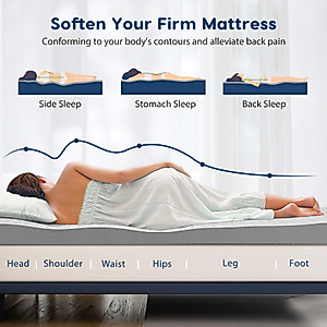 3 Inch Mattress Topper Queen,Gel Memory Foam Mattress Topper Bed Topper for Soft & Cooling Sleep and Pressure Relieve, for Side Sleeper, CertiPUR-US Certified，Bed Ventilated Design with Bed Topper