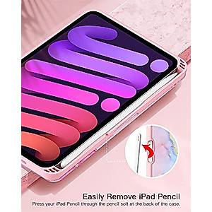 ZtotopCases for New iPad Mini 6 Case 2021, Shockproof iPad Mini 6th Generation Case with Pencil Holder, Auto Sleep/Wake, Premium Protective Smart Cover for iPad Mini 6th Gen 8.3 inch, Marble Pink